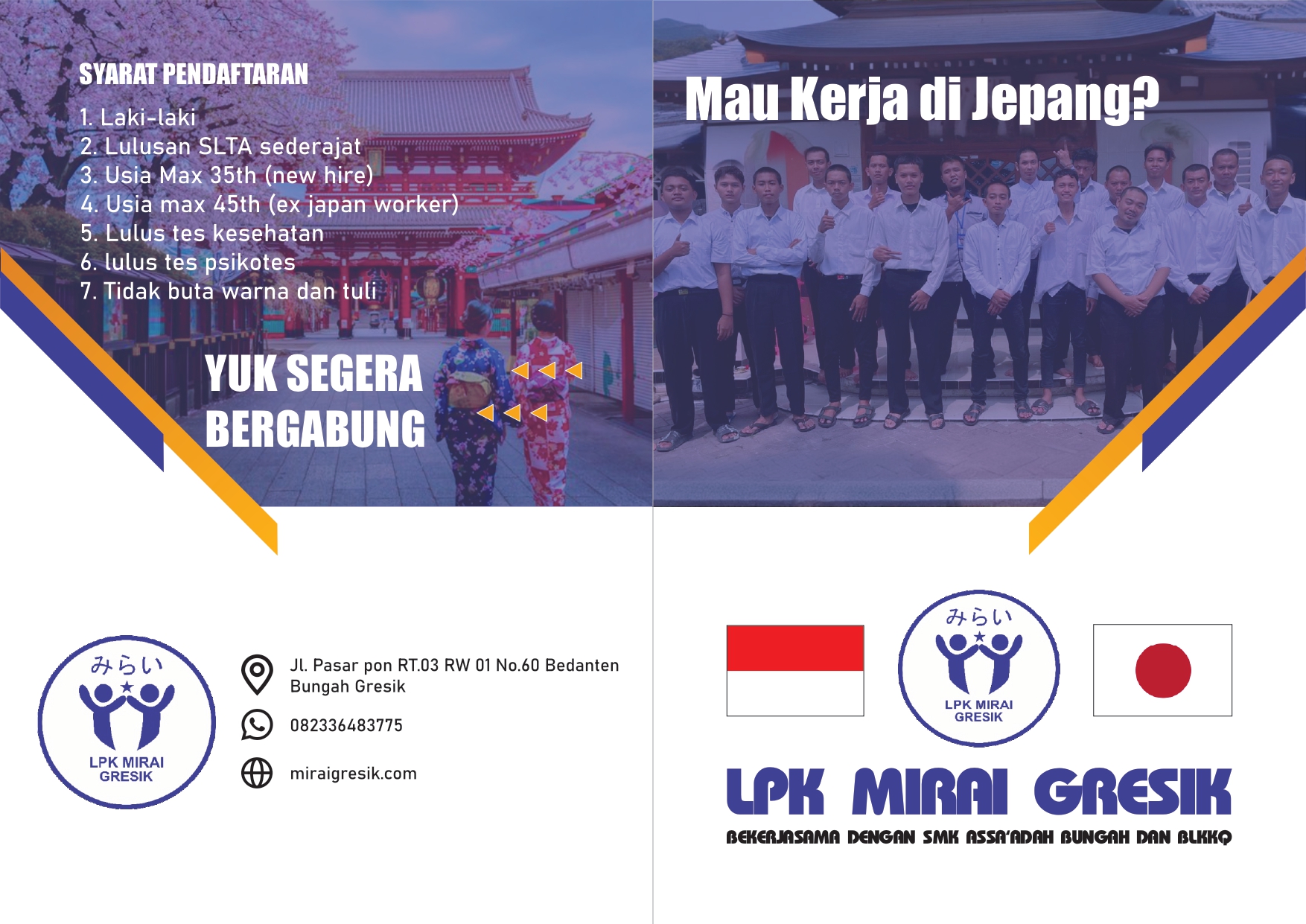 PENDAFTARAN PESERTA - Daftar LPK Mirai Gresik